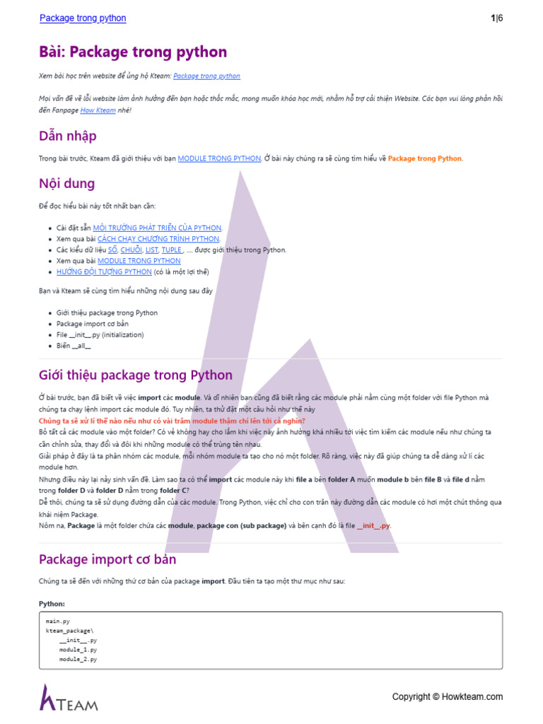 HOWKTEAM - VN - Package Trong Python | PDF