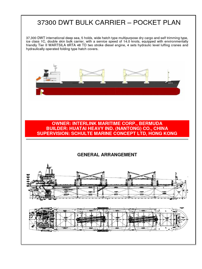 37,300 DWT Self-Trimming Bulk Carrier Plan | PDF | Shipping | Water ...