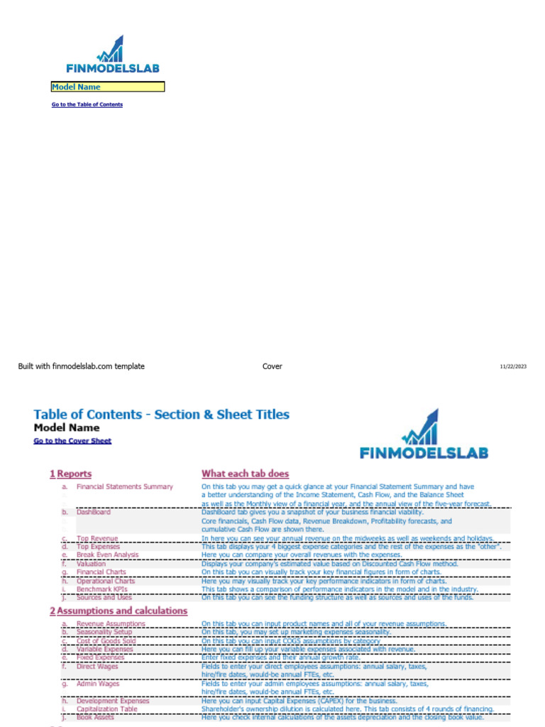 TRIAL Electrical Contractor Financial Model Excel Template v.1.0.122020 ...