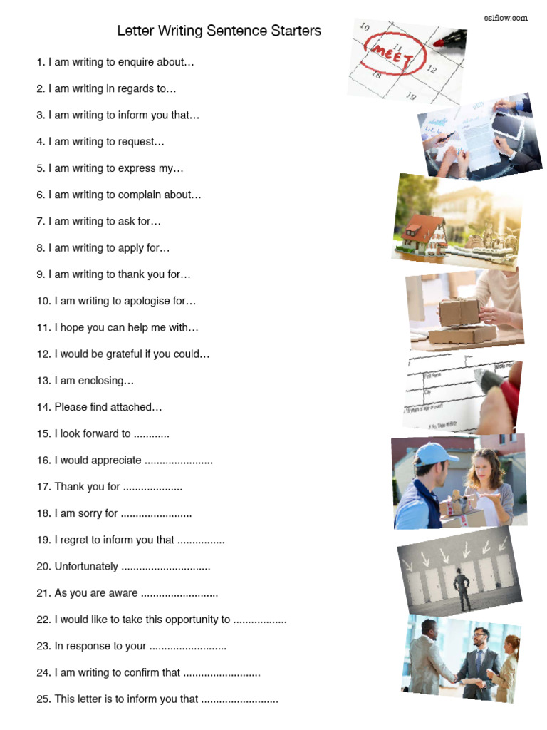 Letter Writing Sentence Starters 2022 | PDF | Property Law | Common Law