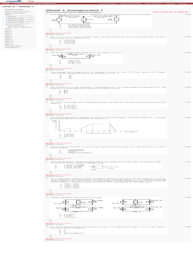 NPTEL Assignments ET | PDF