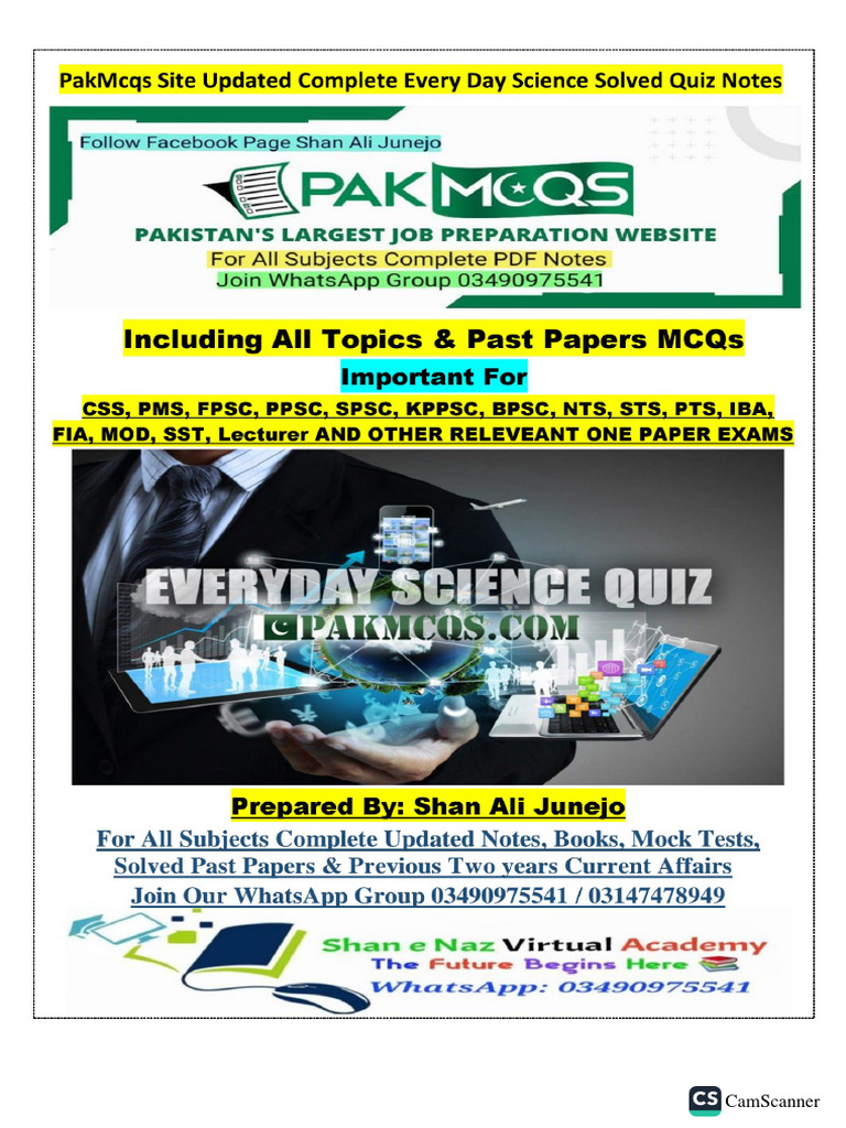 Pakmcqs - Site Every Day Science Notes by Shan Ali Junejo | PDF