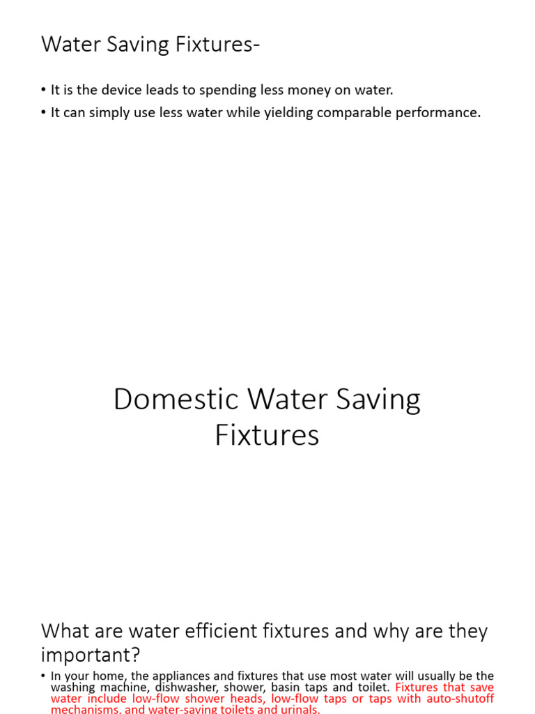 Domestic Water Saving Fixtures | PDF | Tap Water | Water