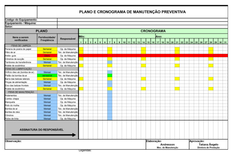 Plano e Cronograma de Manutencao Preventiva | PDF