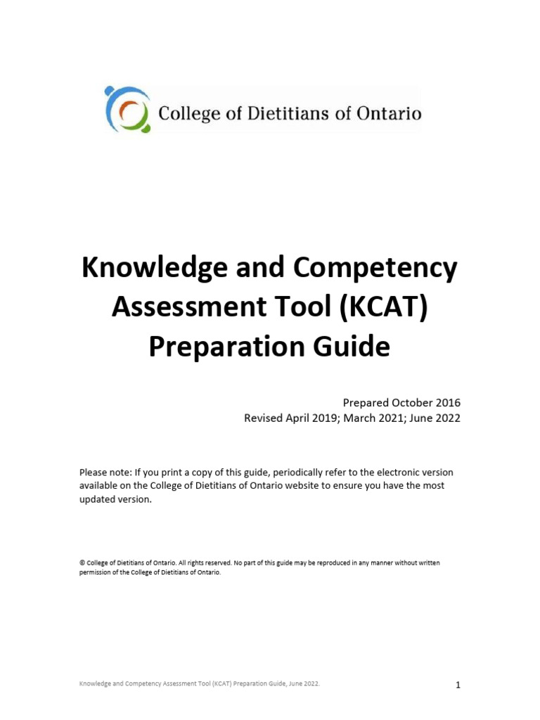 KCAT Preparation Guide 2022 FINAL | PDF | Dietitian | Nutrients