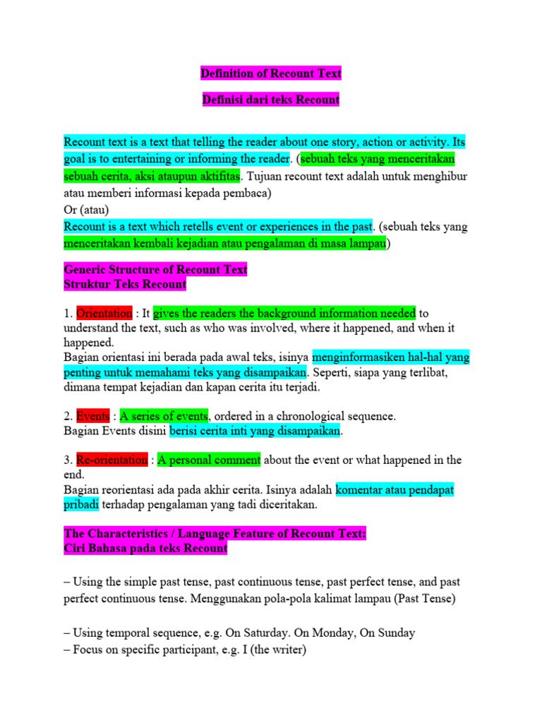 Definition of Recount Text | PDF