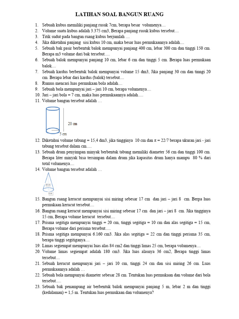 Latihan Soal Bangun Ruang 2 | PDF