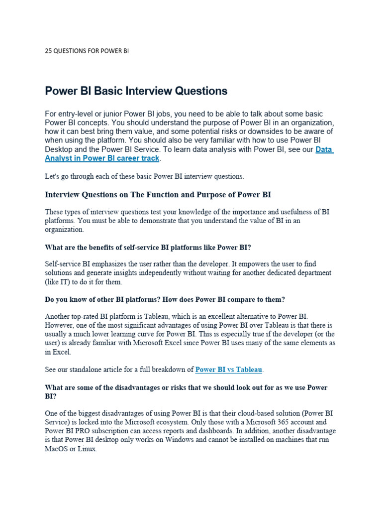 25 Questions For Power Bi | PDF | Data Model | Computer File