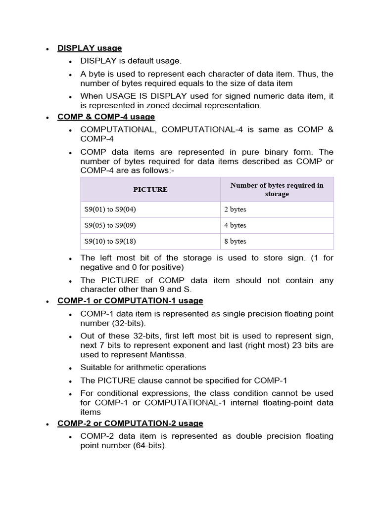 DISPLAY Usage | PDF | Binary Coded Decimal | Bit