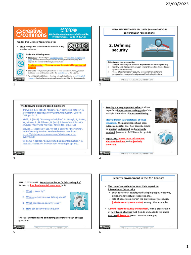 UAB Soriano IntSec Topic 2 Course 2023 24 | PDF | International ...