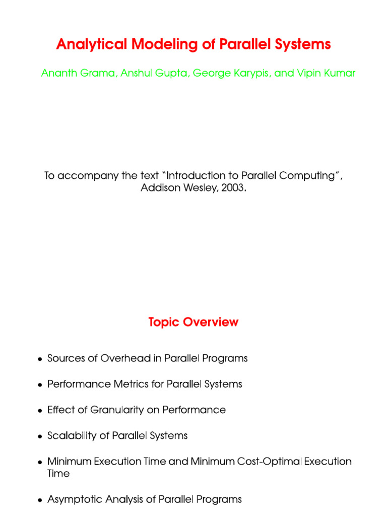 Analytical Modeling of Parallel Systems | PDF