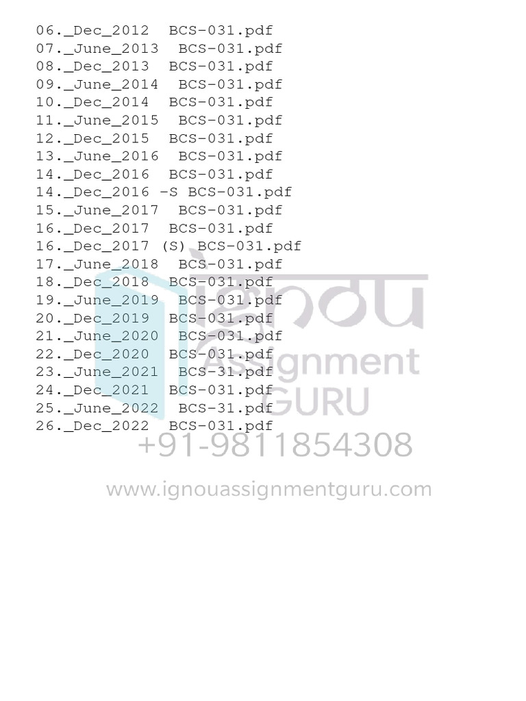 BCS-031 Old Question | PDF | C++ | Class (Computer Programming)