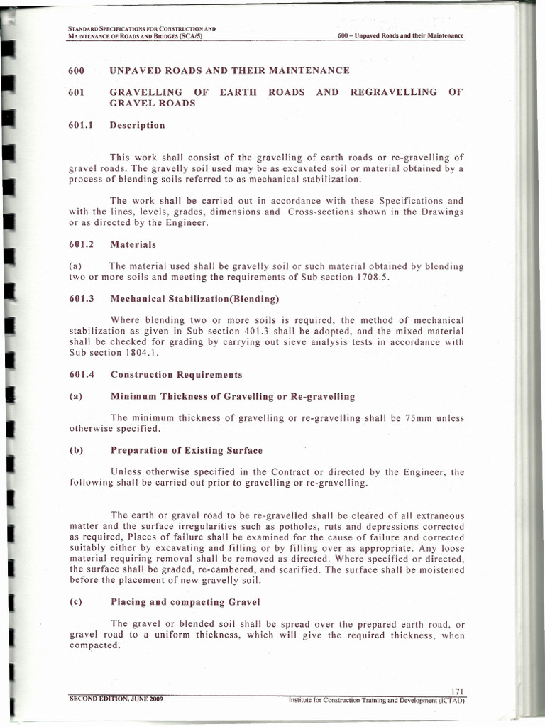 Specifications for Unpaved Road Works | PDF | Road | Road Surface