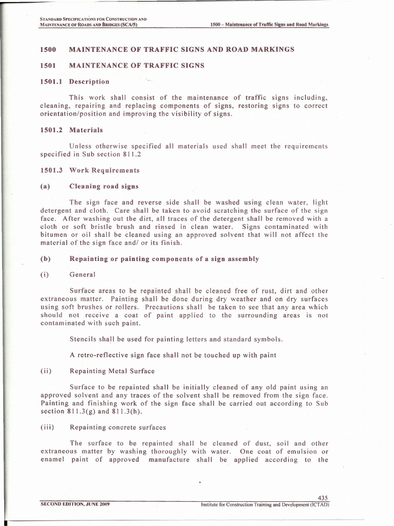 1500 - Maintenance of Traffic Sign and Road Markings - 436 | PDF | Road ...