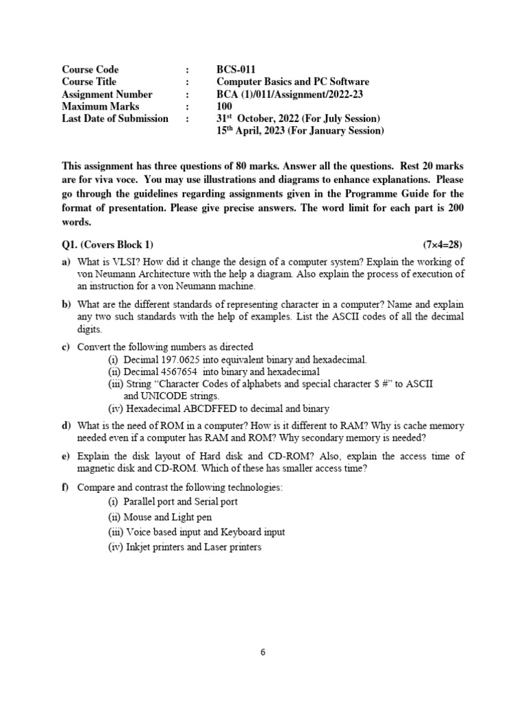 Computer Basic and PC Software Assignment | PDF | Operating System | Input/Output