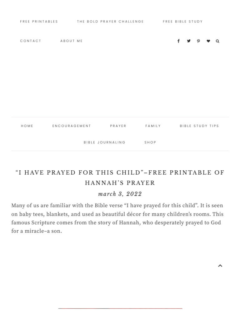Hannah's Prayer Lessons | PDF | Prayer | Samuel