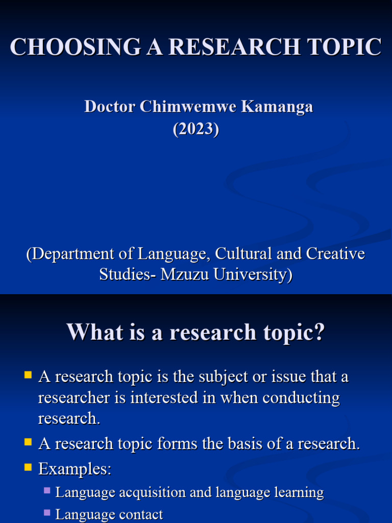 Guide to Choosing a Research Topic | PDF