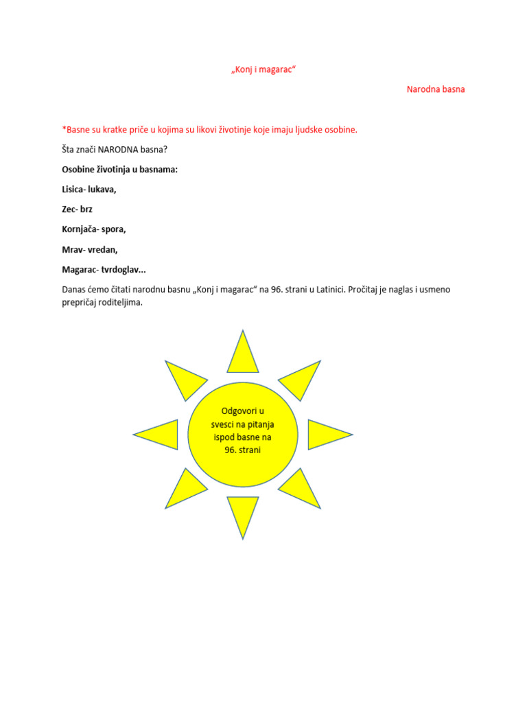 Konj I Magarac Narodna Basna | PDF