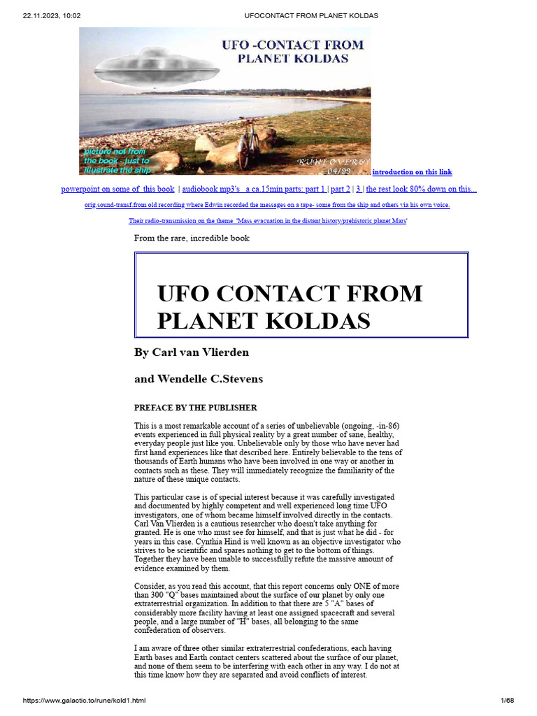 Ufo Contact From Planet Koldas 1 | PDF | Extraterrestrial Life | Soul