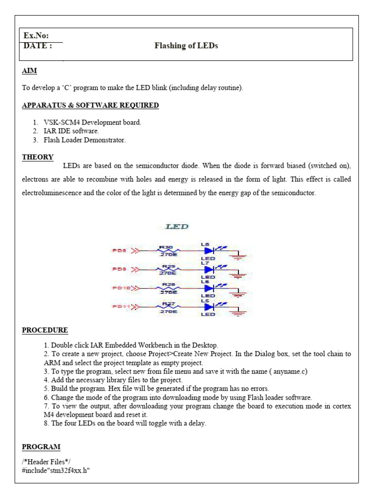 9.flashing of LEDS. | PDF | Light Emitting Diode | Electronics