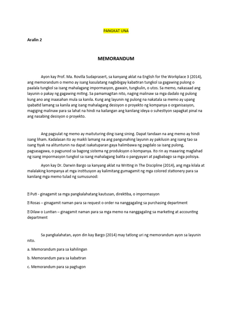 Pangkat Una Memorandum | PDF