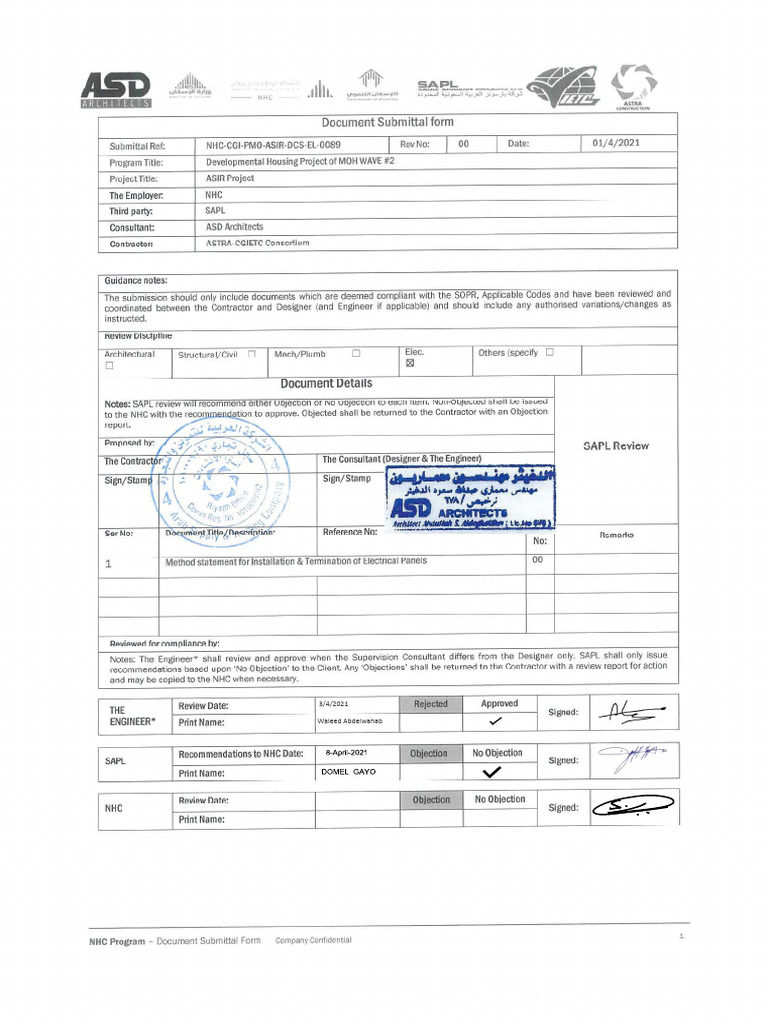 Electrical Panels (Installation & Termination) NHC-CGI-PMO-ASIR-DCS-EL-0089 Rep Arsons | PDF ...