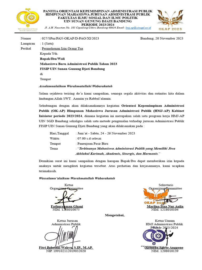 027 - SPM - PAO (Surat Izin Orang Tua) | PDF | Karier & Perkembangan | Kesehatan Holistik