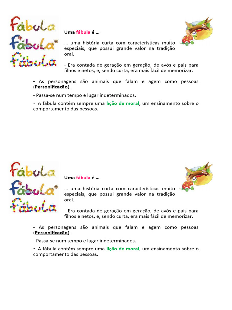Características da Fábula Curta | PDF | Clássicos