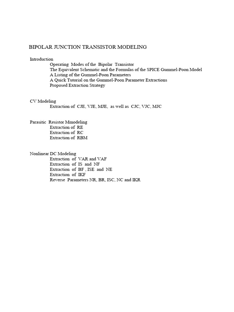 BJT Gummel Poon Model | PDF | Bipolar Junction Transistor | Computer Engineering