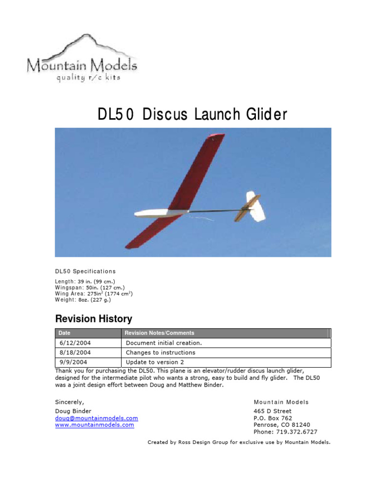 DL50 Discus Launch Glider | PDF | Adhesive | Fiberglass