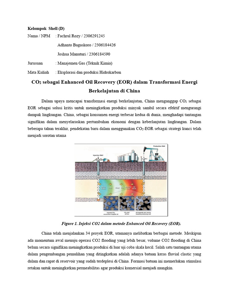 Co2 Sebagai Enhanced Oil Recovery Eor Dalam Transformasi Energi