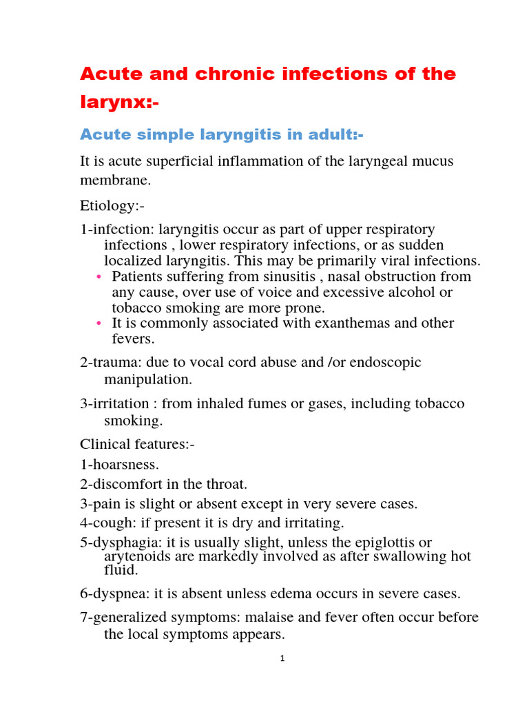 3 Acute and Chronic Infections of The Larynx | PDF | Medical ...