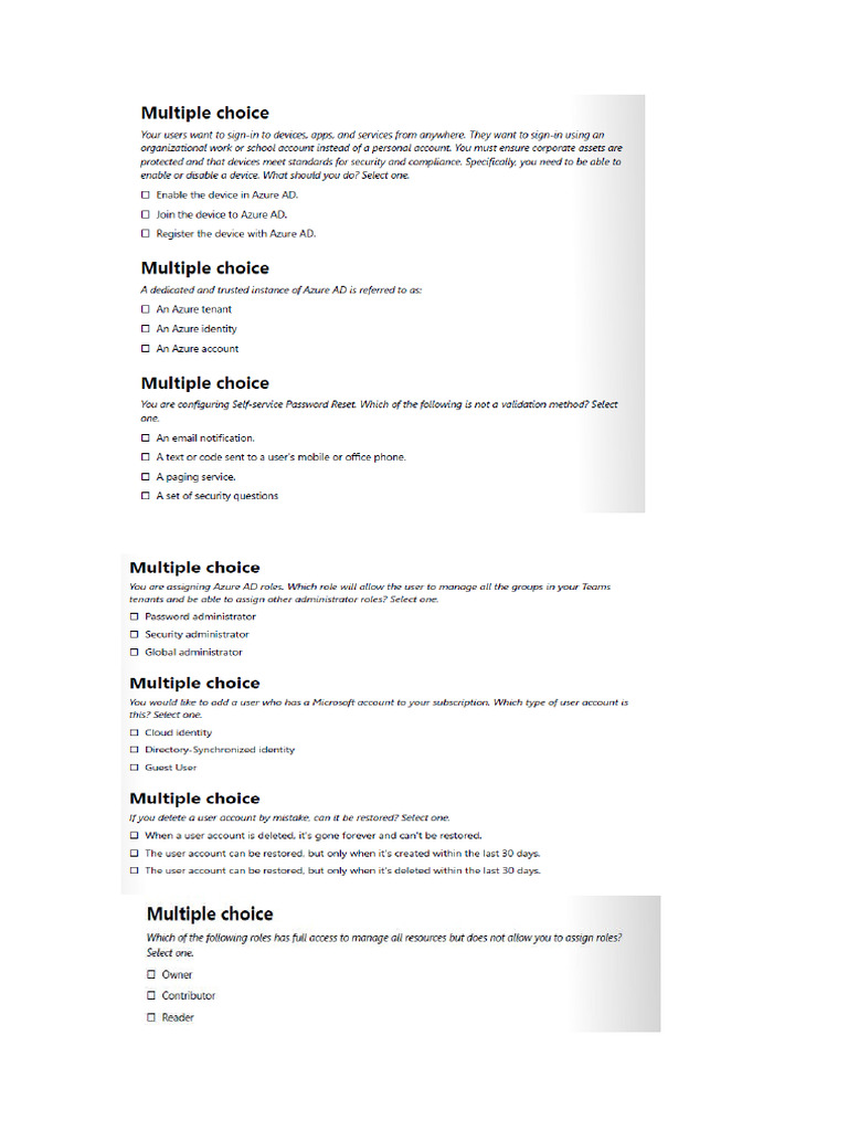 AZ104 Modulo - 01 Preguntas | PDF