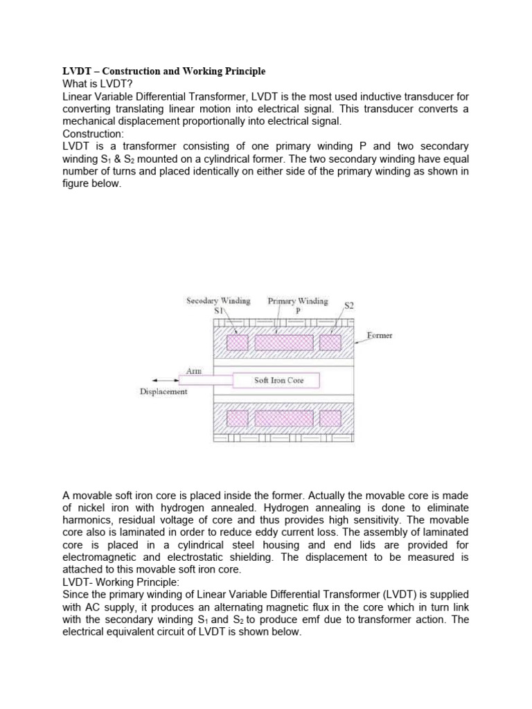 Linear Variable Differential Transformer Pdf Transformer Electromagnetic Induction