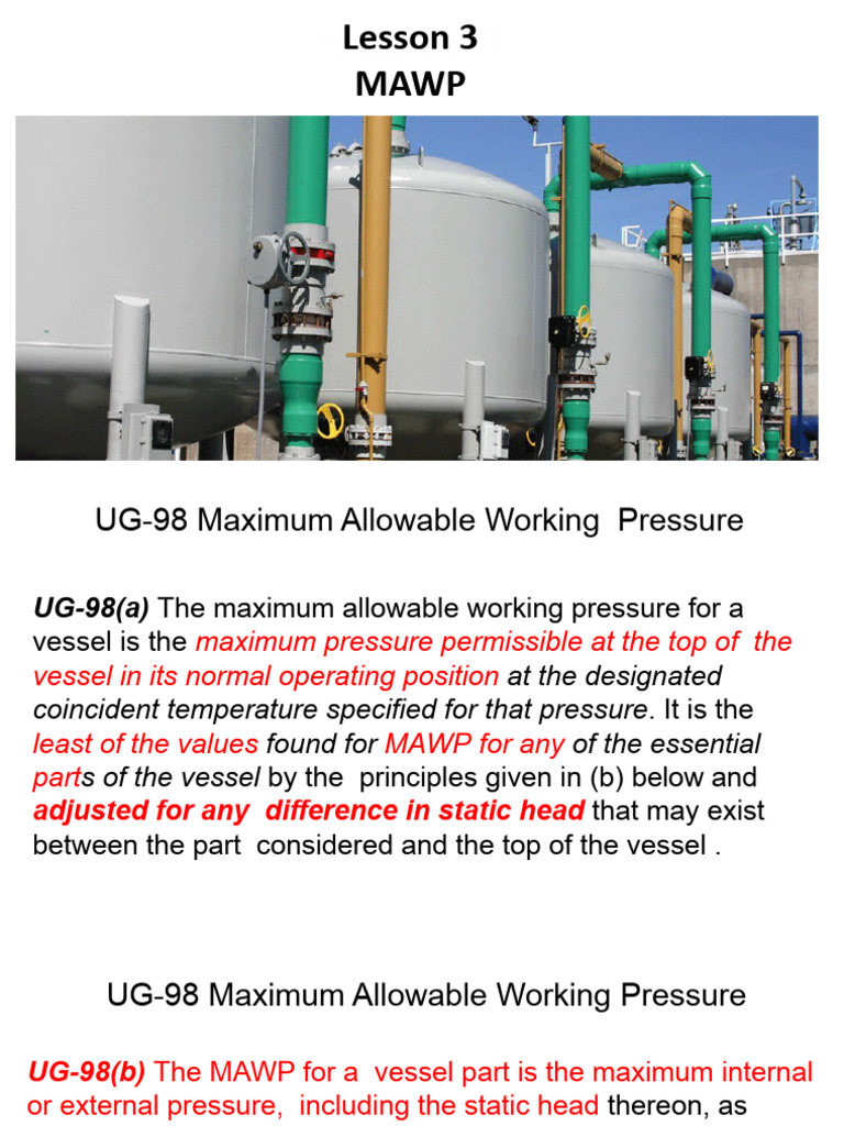 UG-98 Maximum Allowable Working Pressure Guide | PDF