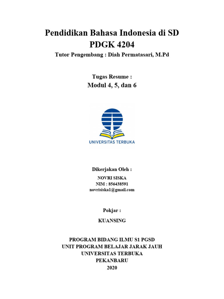 NOVRI SISKA (Resume Modul 4-6 Bahasa Indonesia) | PDF