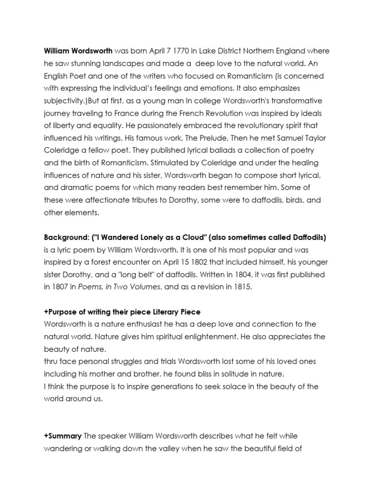 English American Literature | PDF | William Wordsworth | Poetry