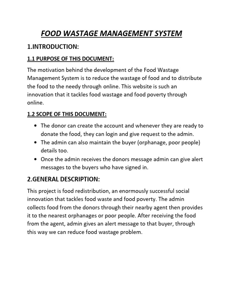 Food Wasteage Management System | PDF