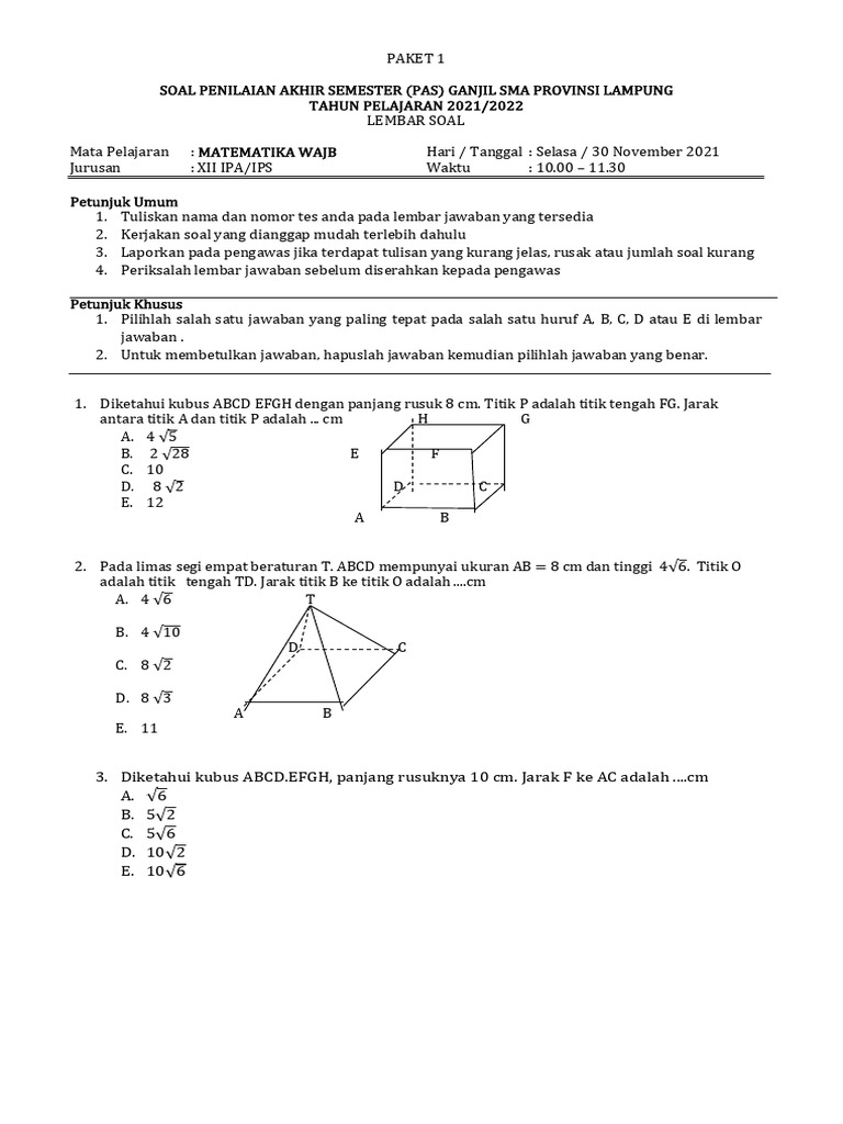 Latihan - Matematika Wajib Xii | PDF