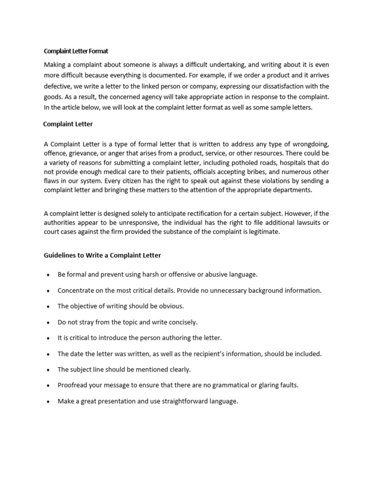 Letter of Complaints | PDF | Complaint | Justice