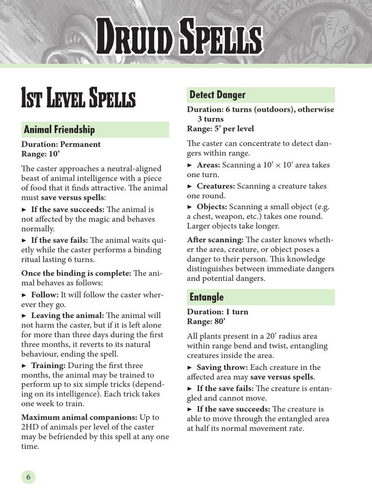 Druid Spells Level 1 - OSR | Download Free PDF | Cognitive Science