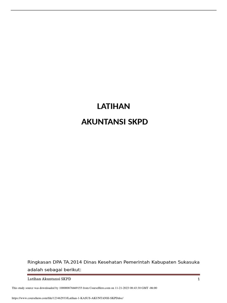 Latihan 1 KASUS AKUNTANSI SKPD | PDF