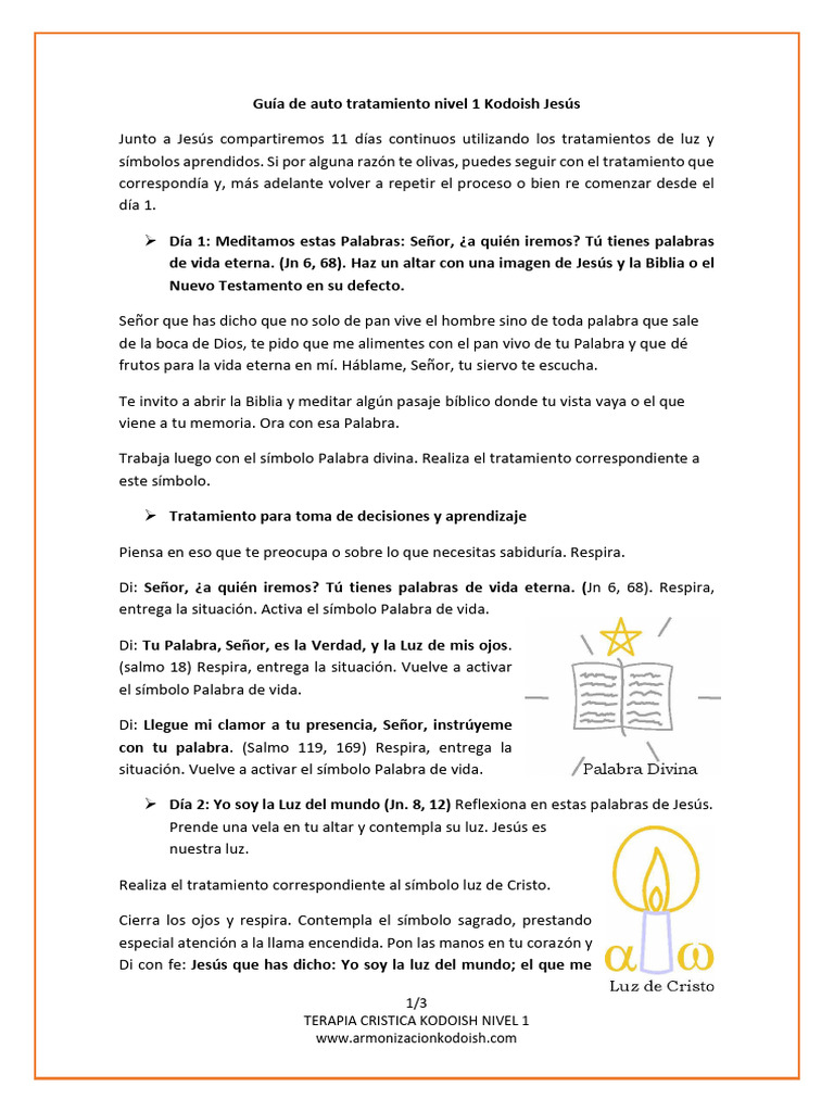 Guía de Auto Tratamiento Nivel 1 Kodoish Jesús | Descargar gratis PDF ...