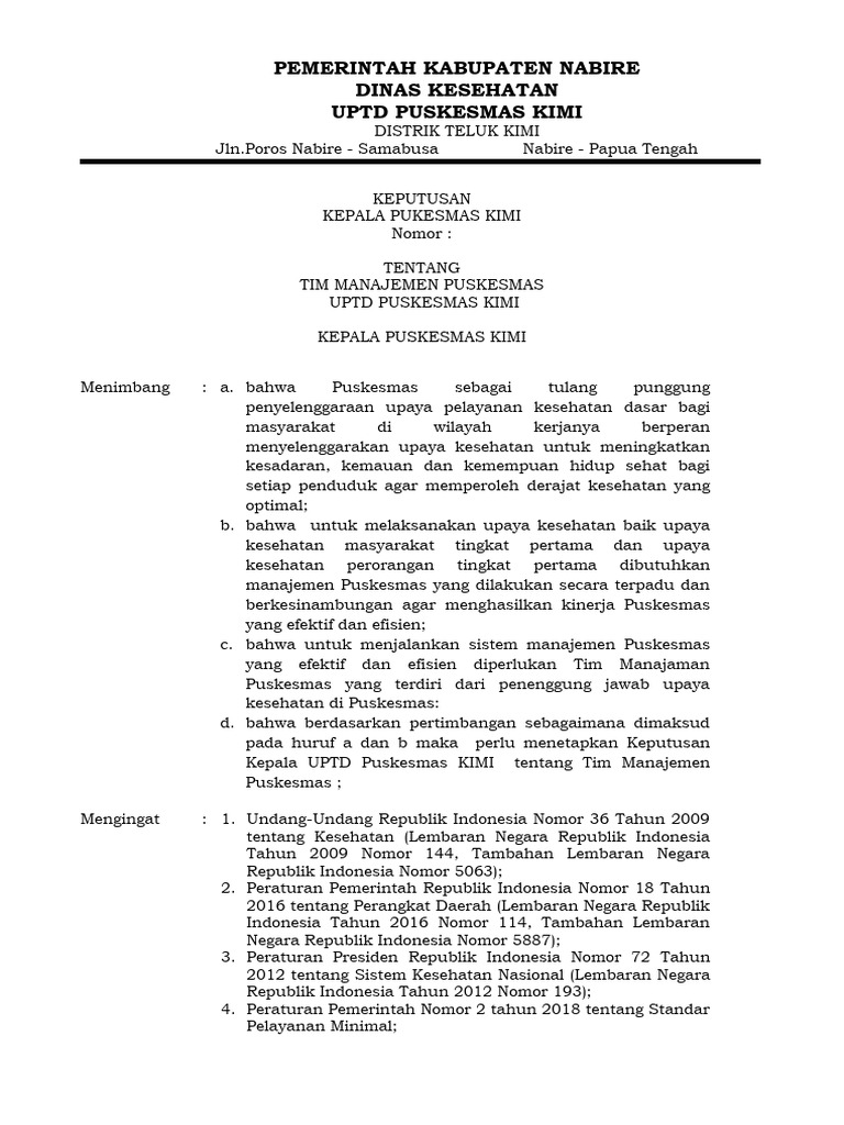 SK tim perencanaan pkm | PDF