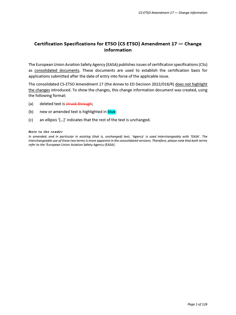CS-ETSO Amendment 17 Overview | PDF | Radio | Aviation
