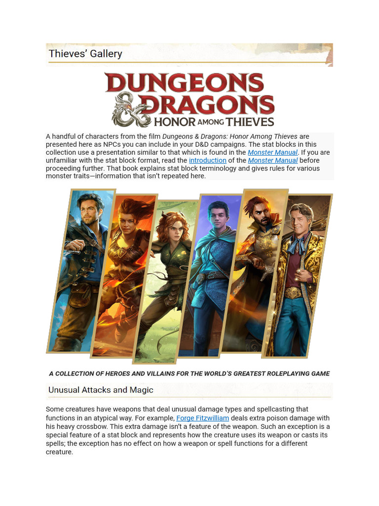 Thieves' Gallery - Dungeons & Dragons Honor Among Thieves | PDF | Role ...