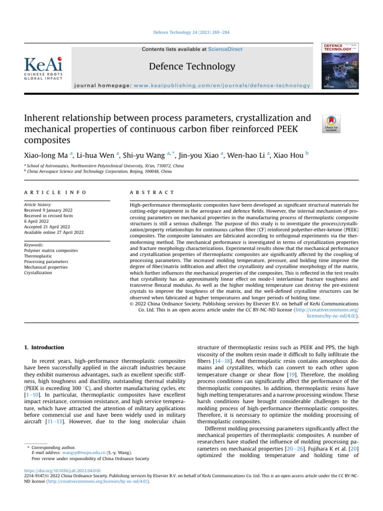 TPC Processparam Crystallization MechanicalProp | PDF | Composite Material | Thermoplastic
