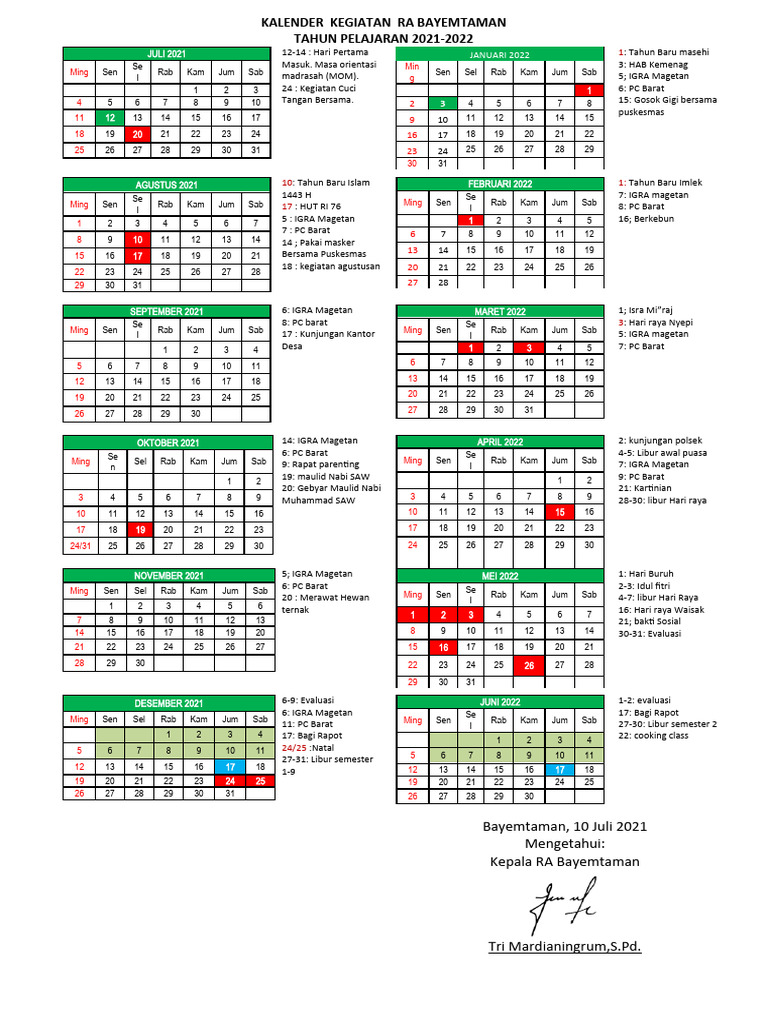 Kalender Kegiatan | PDF