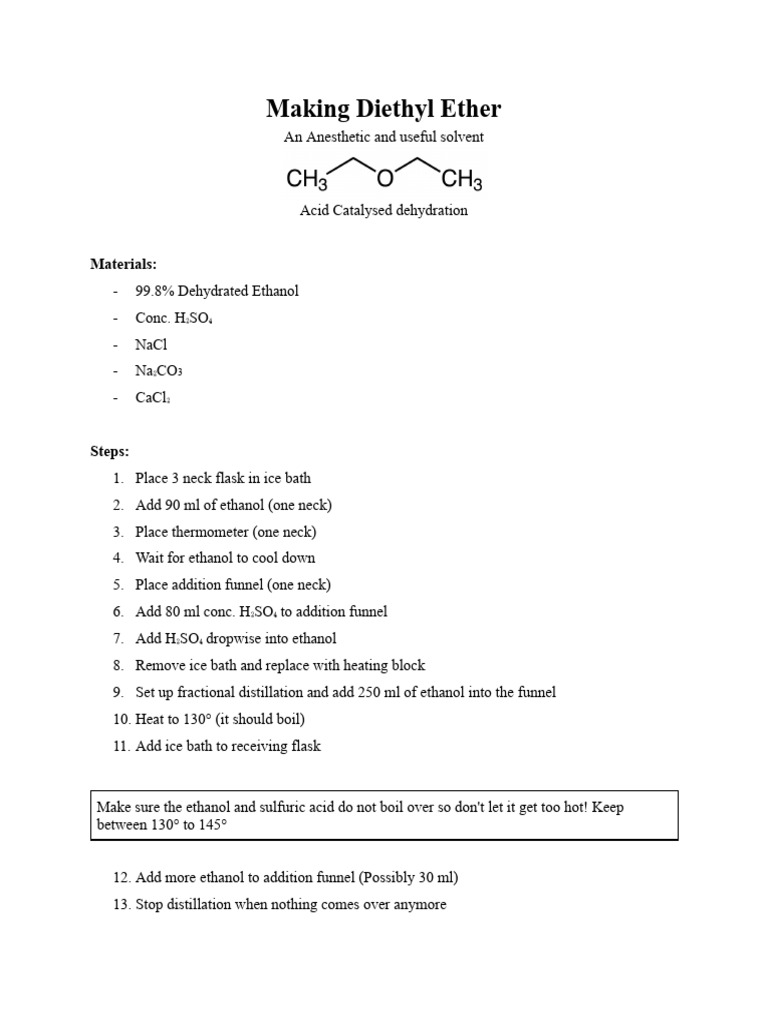 Making Diethyl Ether | PDF
