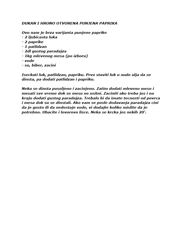 Dukan I Hrono Otvorena Punjena Paprika | PDF